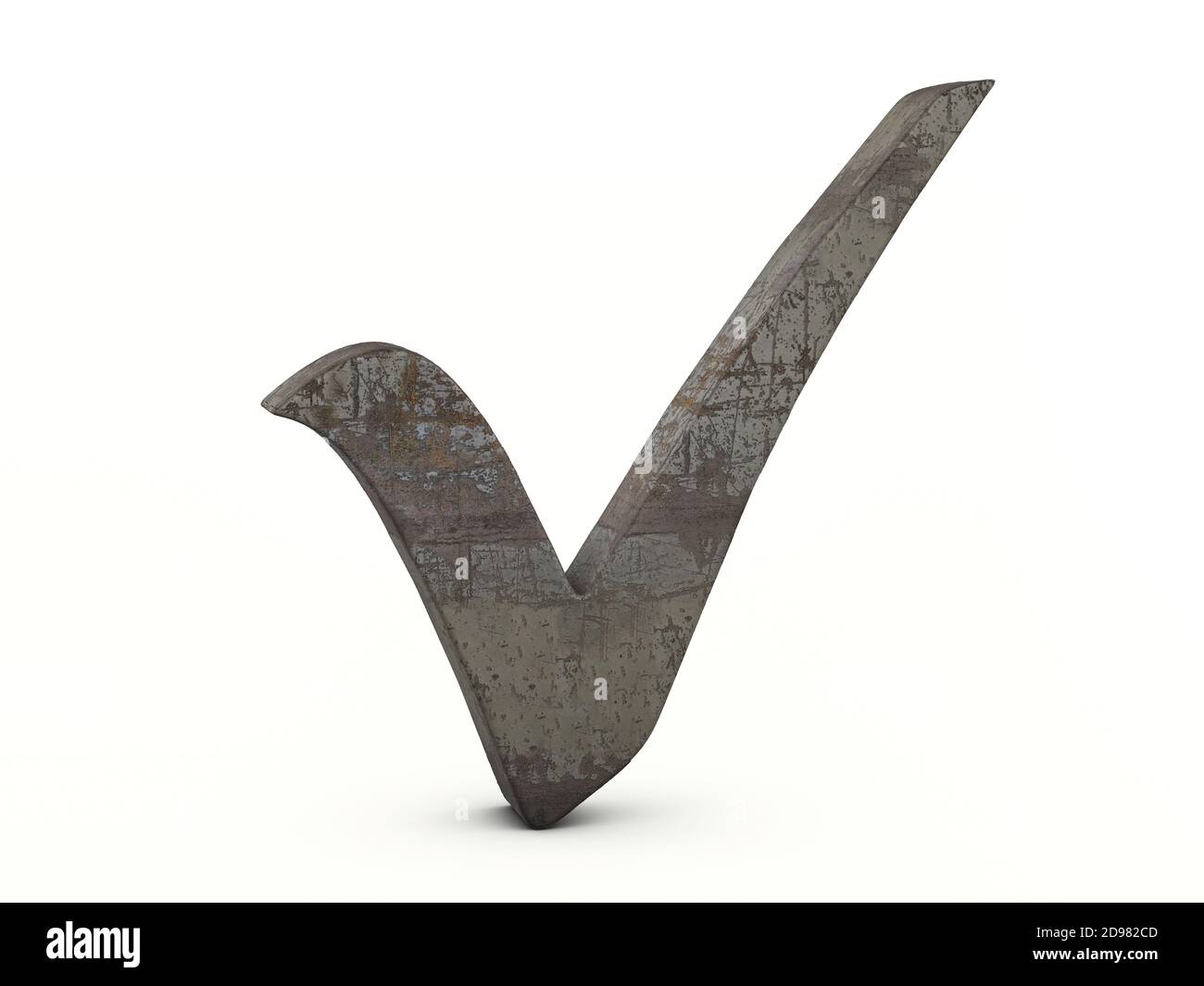Rusty metal check mark symbol on a white background. 3d illustration ...