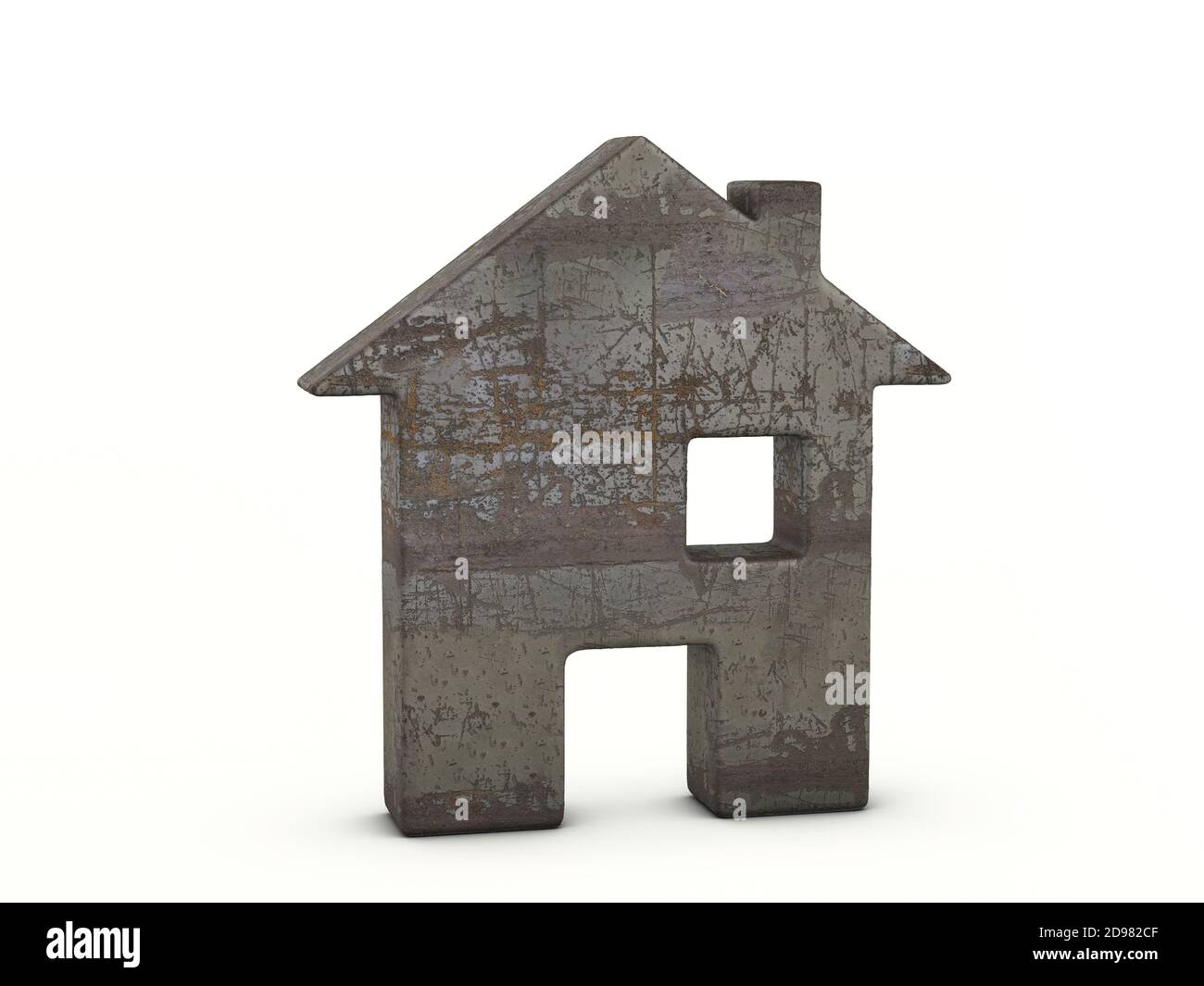 Rusty metal house symbol on a white background. 3d illustration Stock ...
