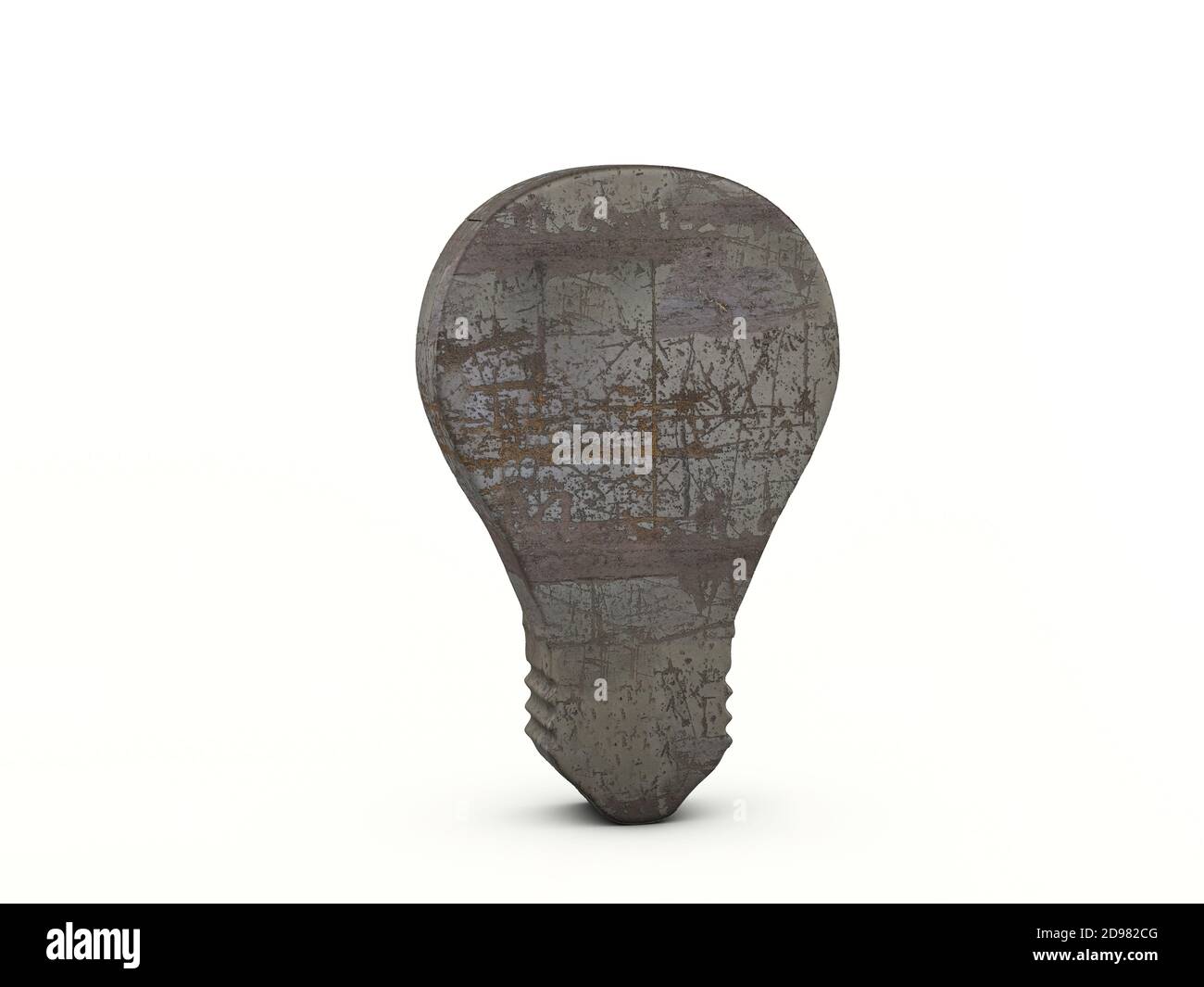 Rusty metal bulb symbol on a white background. 3d illustration Stock ...