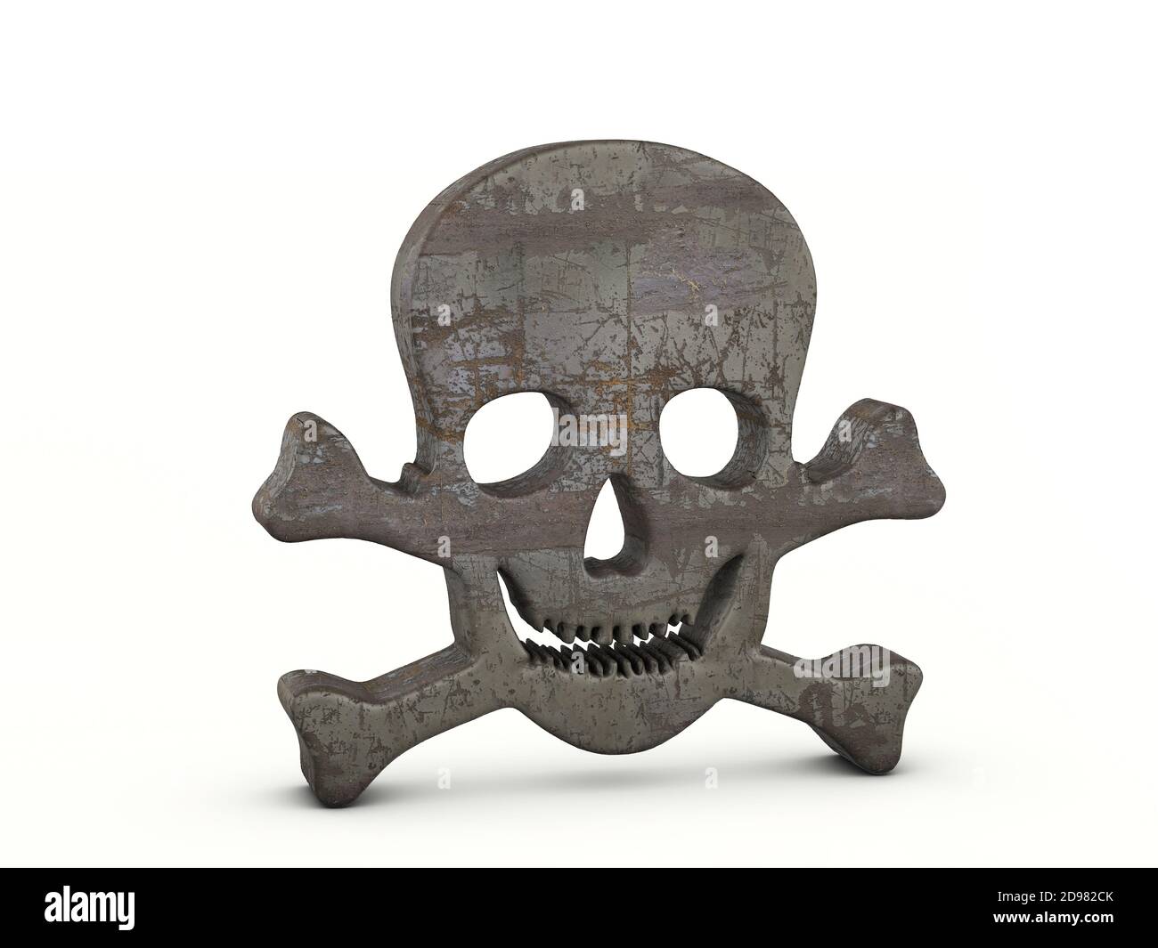Rusty metal skull symbol on a white background. 3d illustration Stock ...