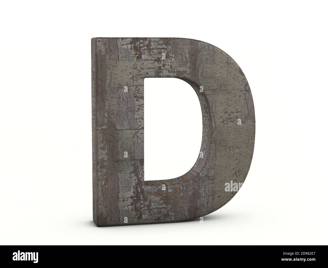Rusty metal letter D on a white background. 3d illustration Stock Photo ...