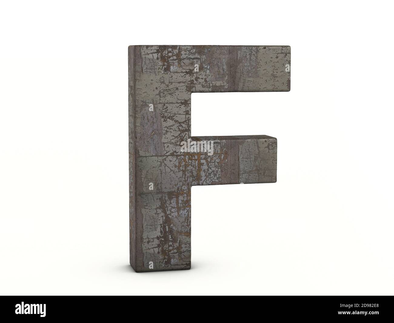 Rusty metal letter F on a white background. 3d illustration Stock Photo ...