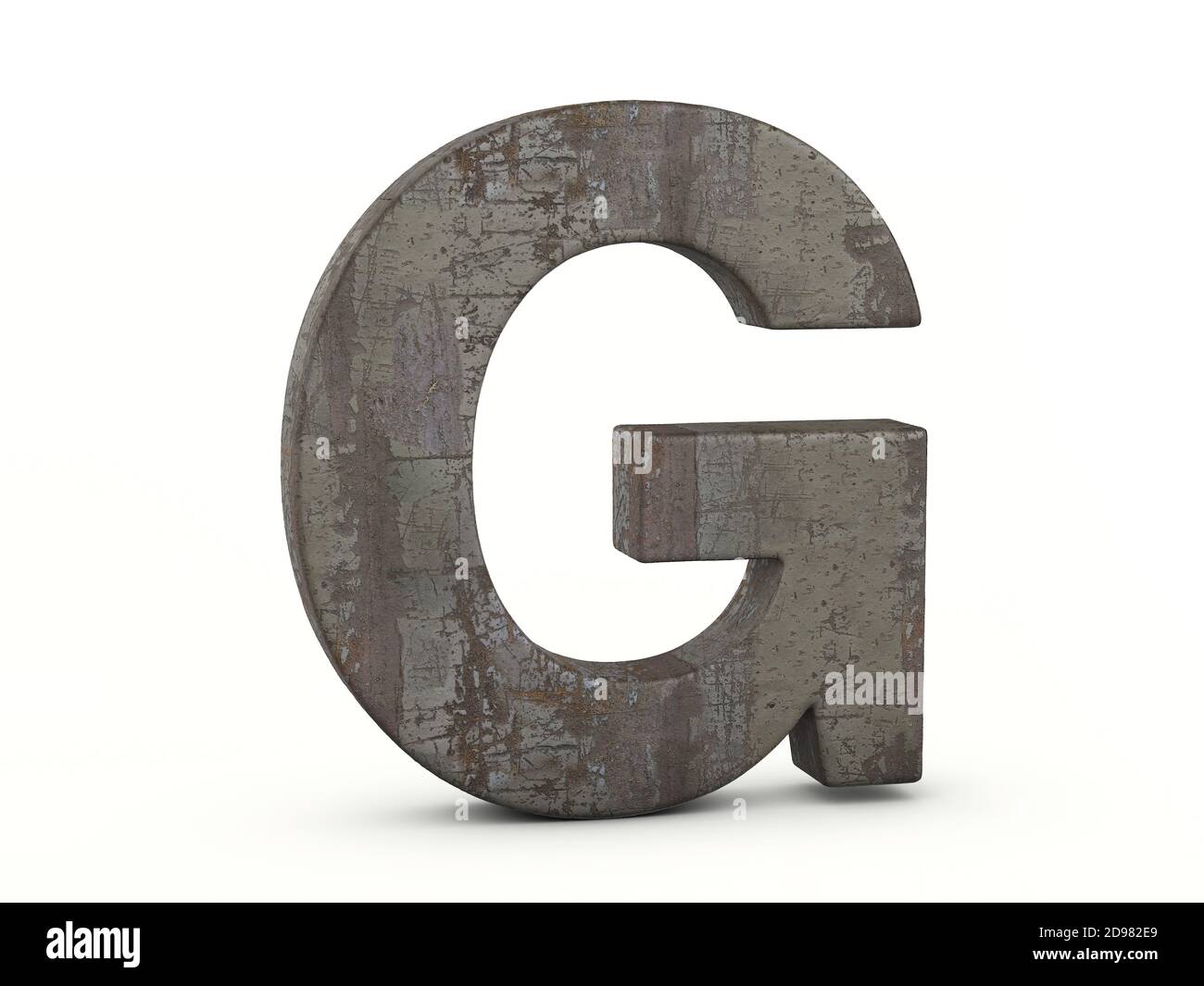 Rusty metal letter G on a white background. 3d illustration Stock Photo ...