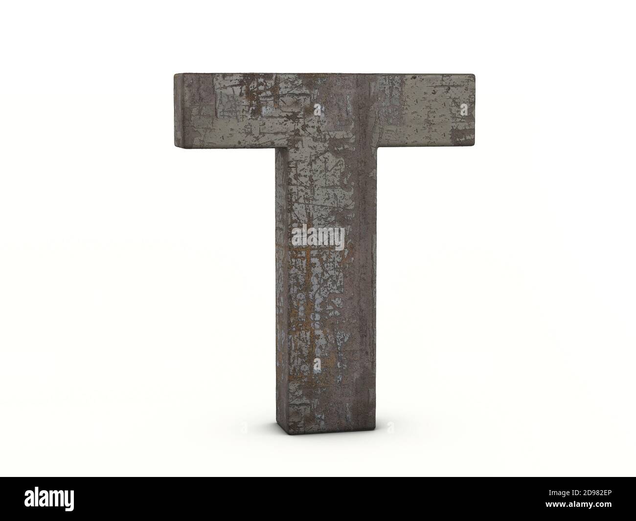 Rusty metal letter T on a white background. 3d illustration Stock Photo ...
