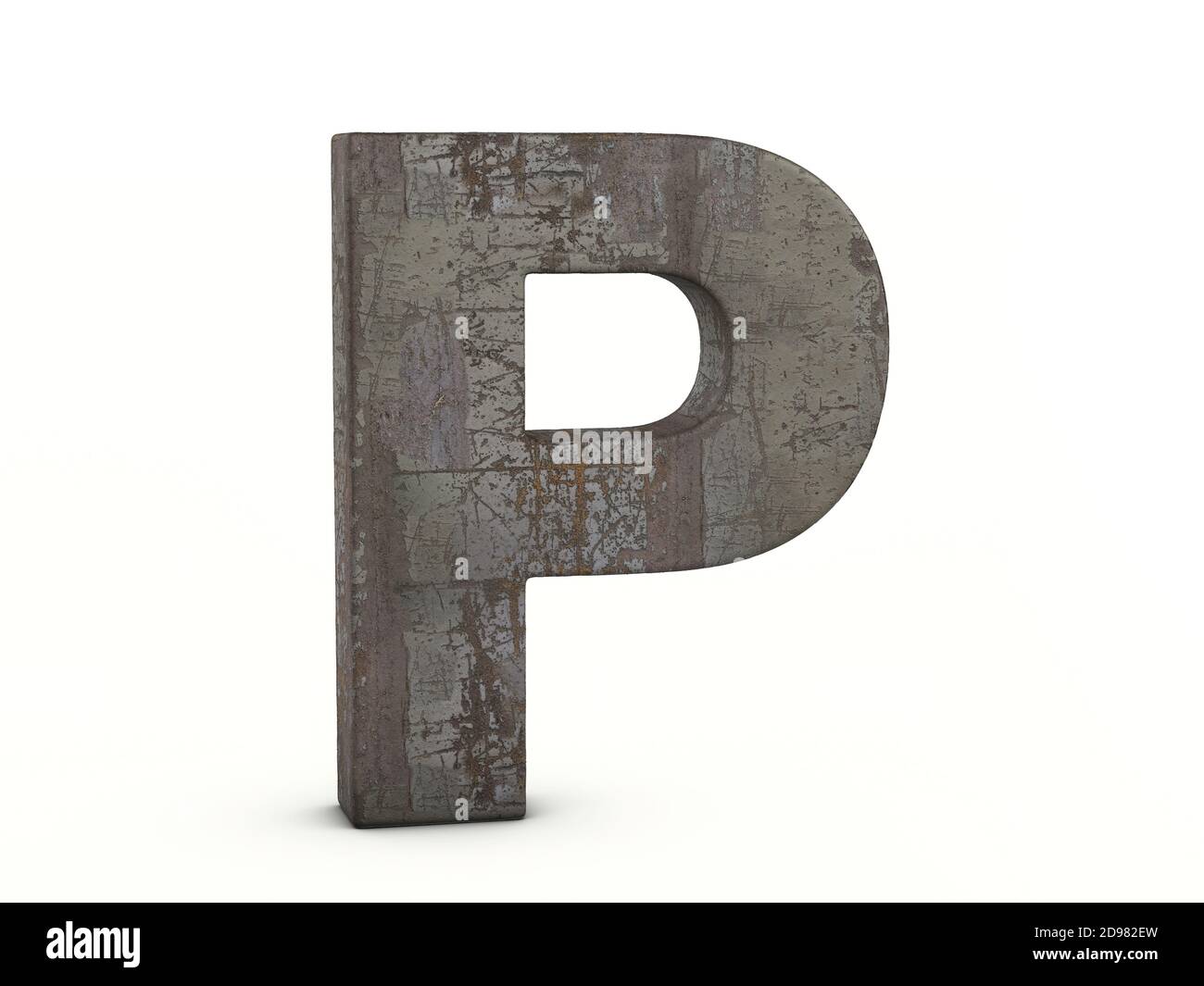 Rusty metal letter P on a white background. 3d illustration Stock Photo ...