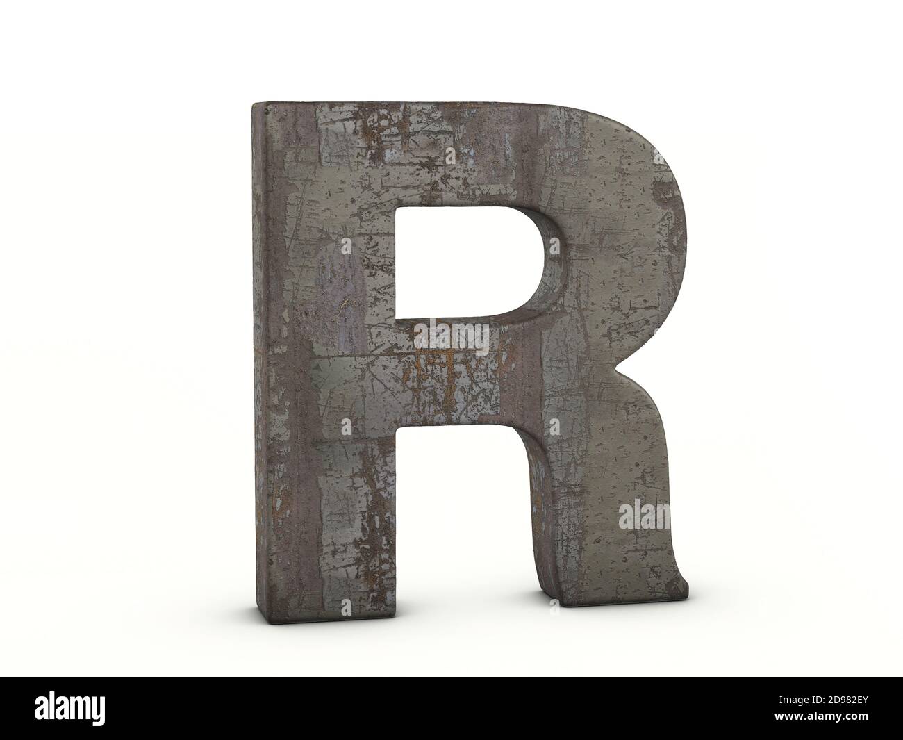 Rusty metal letter R on a white background. 3d illustration Stock Photo ...
