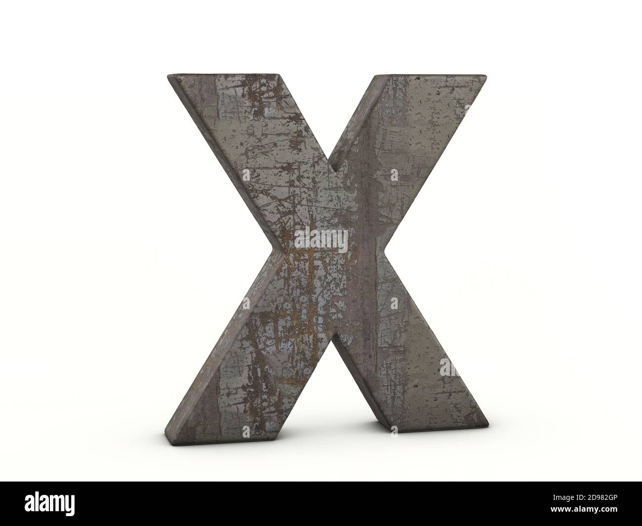 Rusty metal letter X on a white background. 3d illustration Stock Photo ...