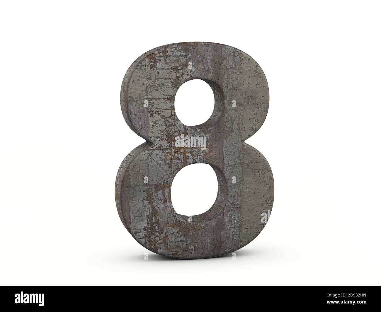 Rusty metal number eight on a white background. 3d illustration Stock ...