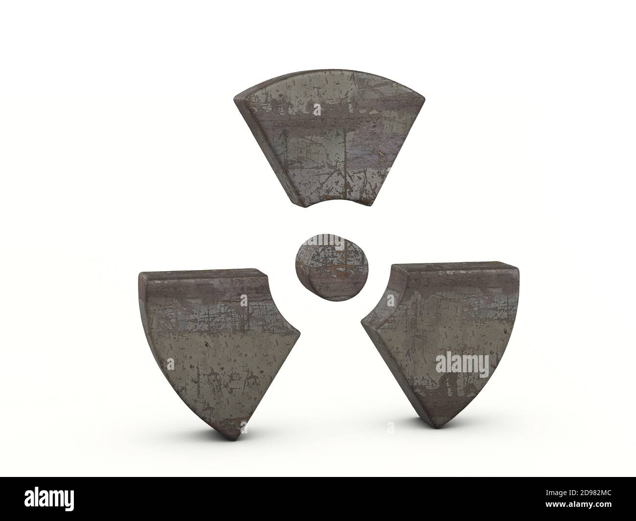 Rusty metal radiation symbol on a white background. 3d illustration ...
