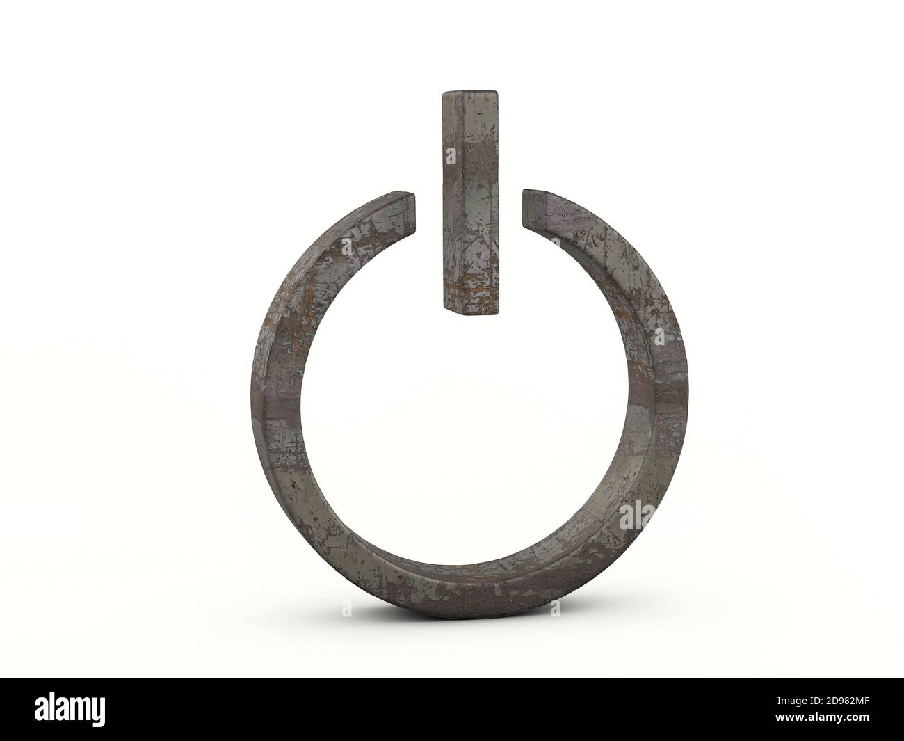 Rusty metal power symbol on a white background. 3d illustration Stock ...