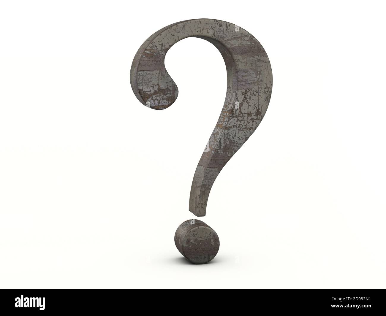 Rusty metal question symbol on a white background. 3d illustration ...