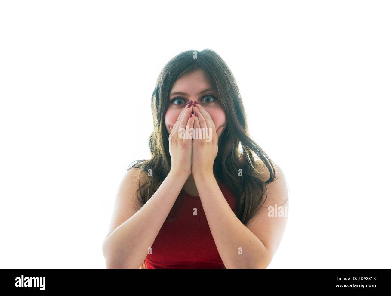 Portrait of a 17 year old adolescent girl with an unpleasant surprise ...