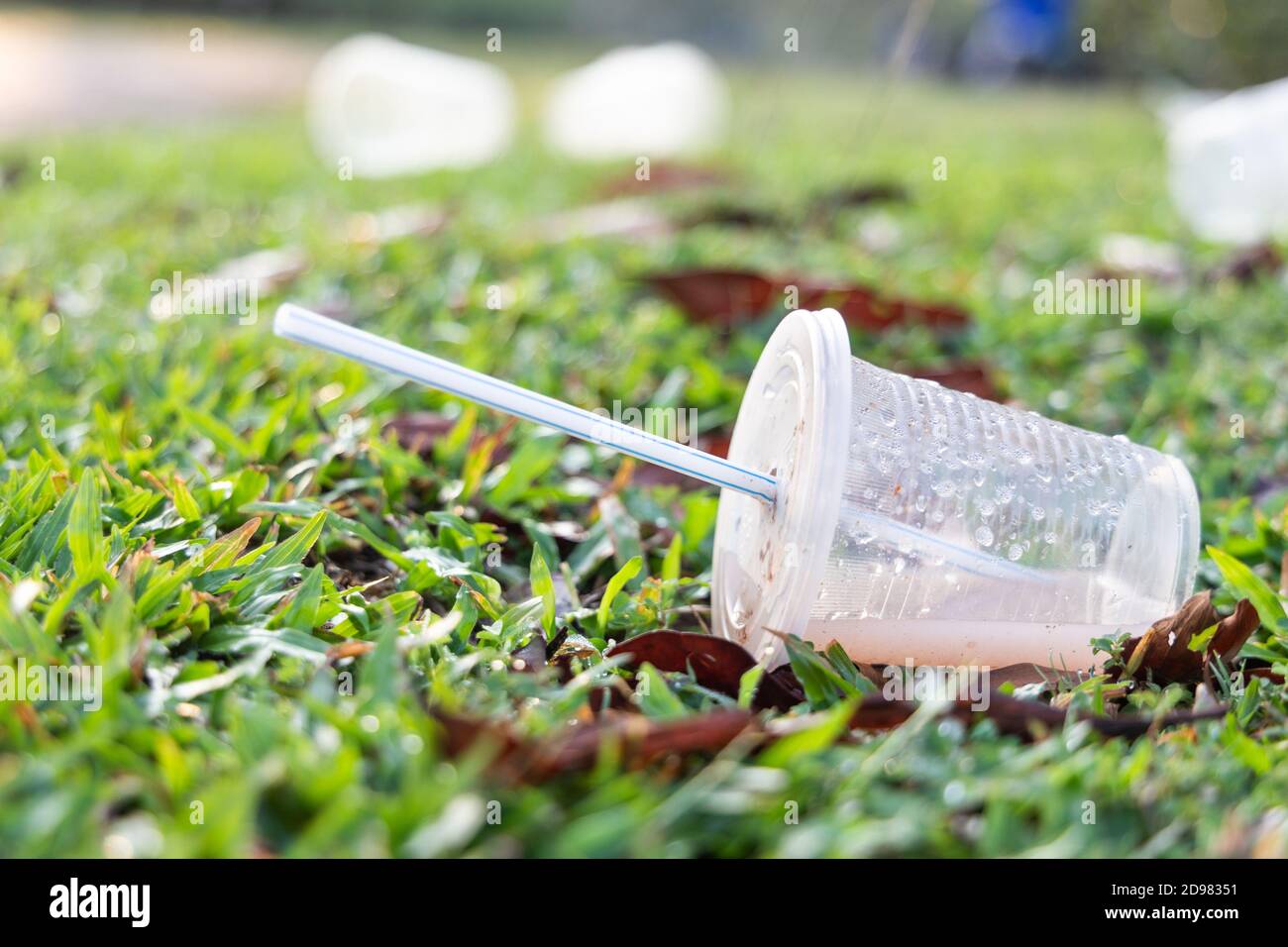 PVC cups litter on public park pose danger to environment Stock Photo ...