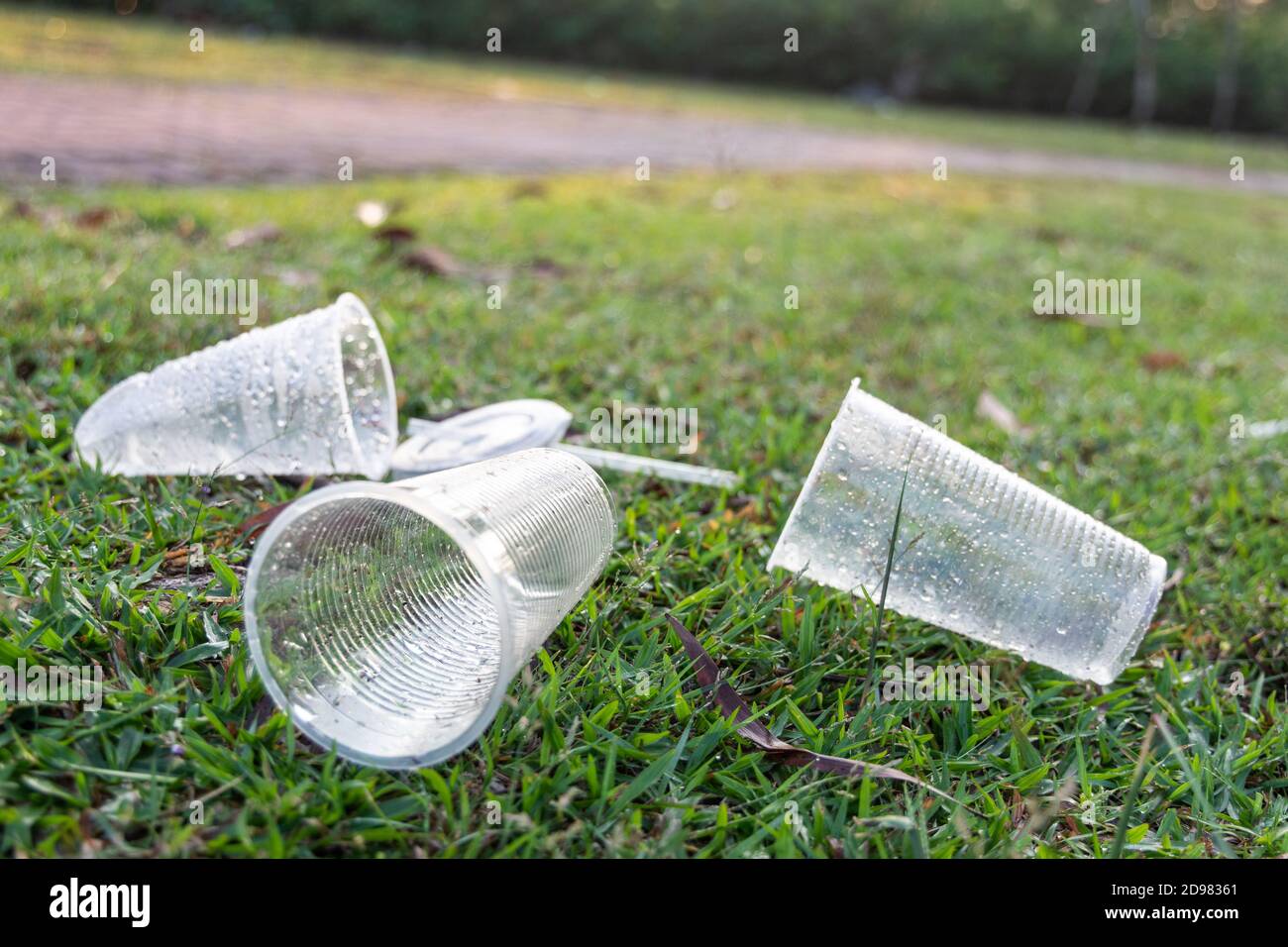 PVC cups litter on public park pose danger to environment Stock Photo ...