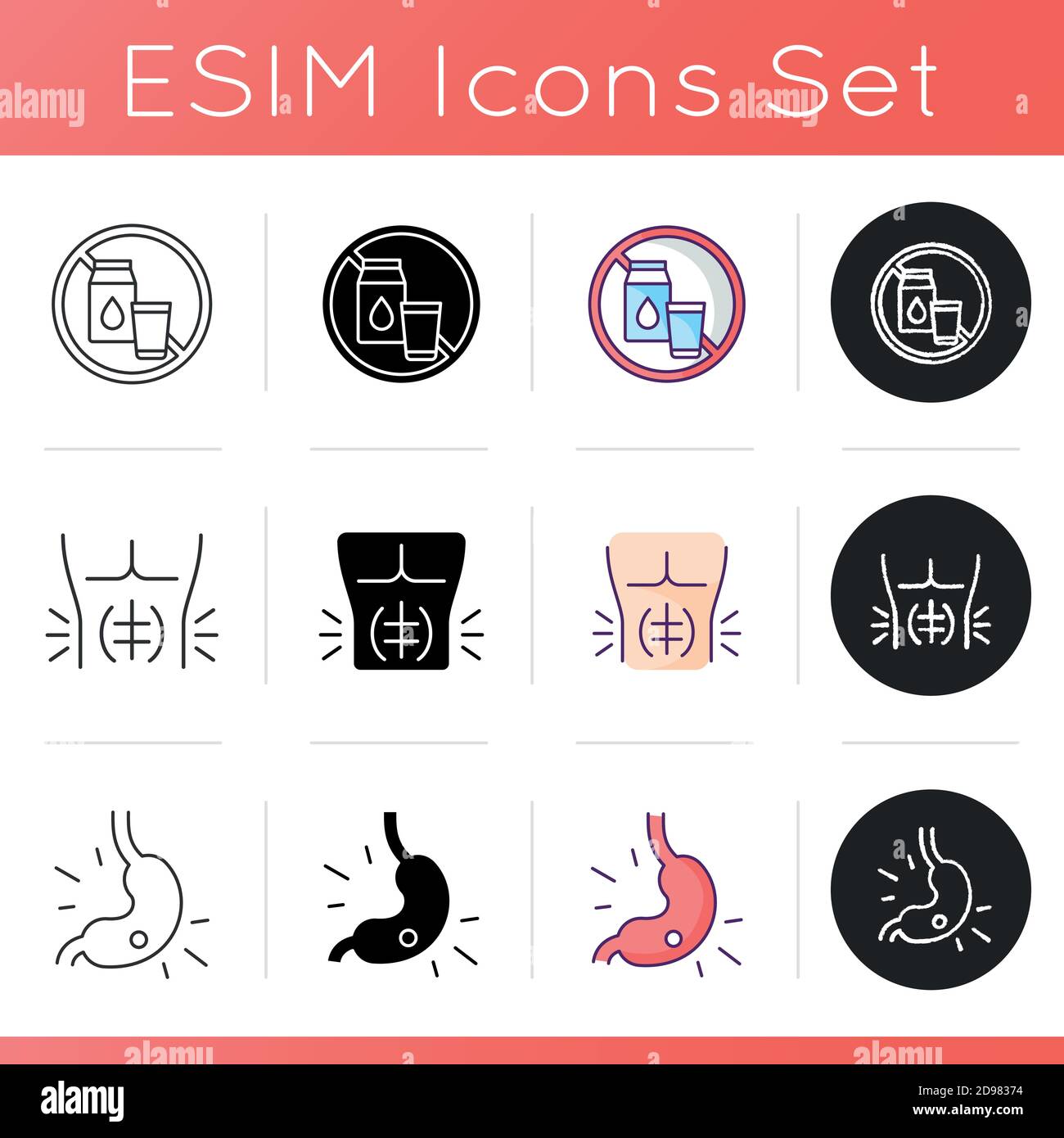 Abdominal pain icons set Stock Vector Image & Art - Alamy