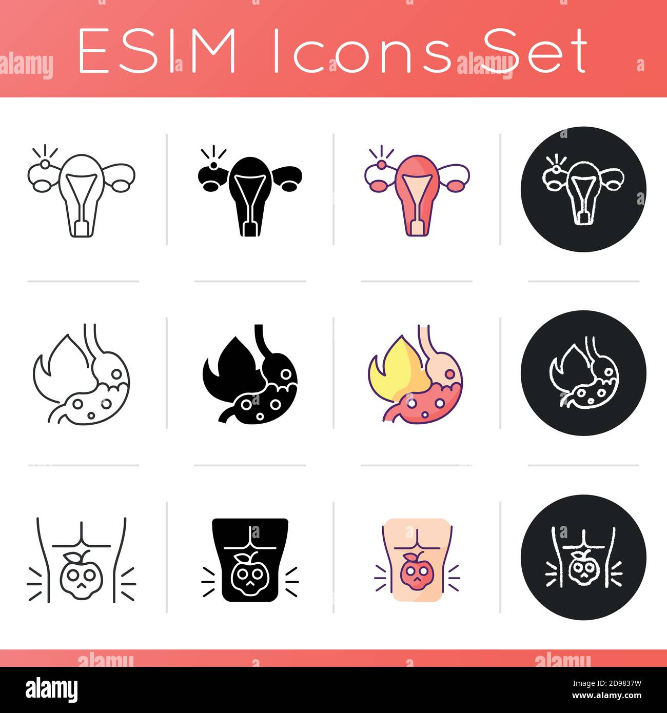 Abdominal inflammation icons set Stock Vector Image & Art - Alamy