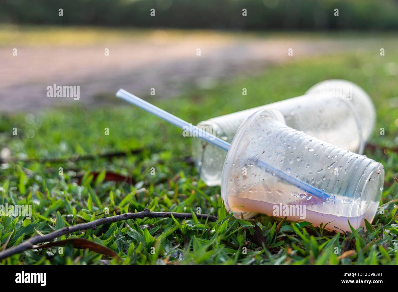 PVC cups litter on public park pose danger to environment Stock Photo ...