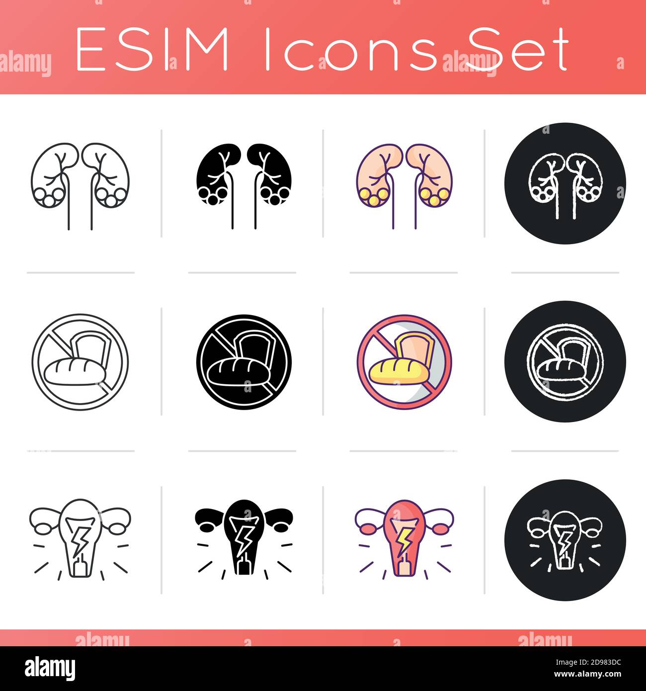 Digestive disorders icons set Stock Vector Image & Art - Alamy