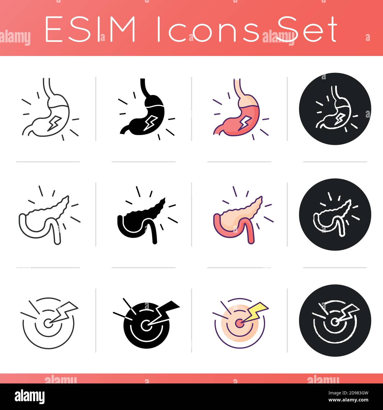 Stomach pain line glyph Stock Vector Images - Alamy