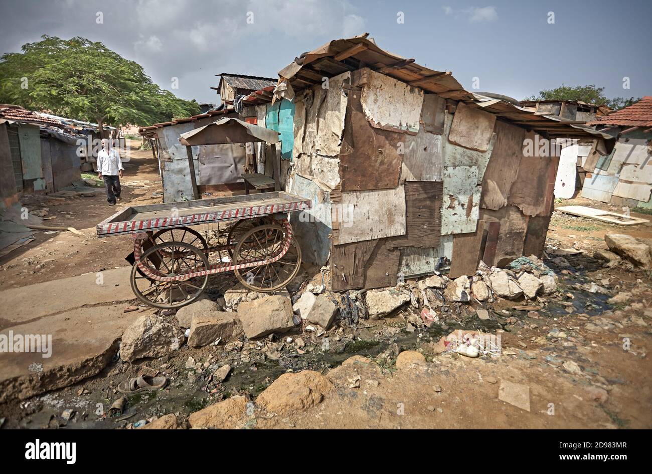 Alang, India, September 2008. View of the slum houses of shipbreaking ...