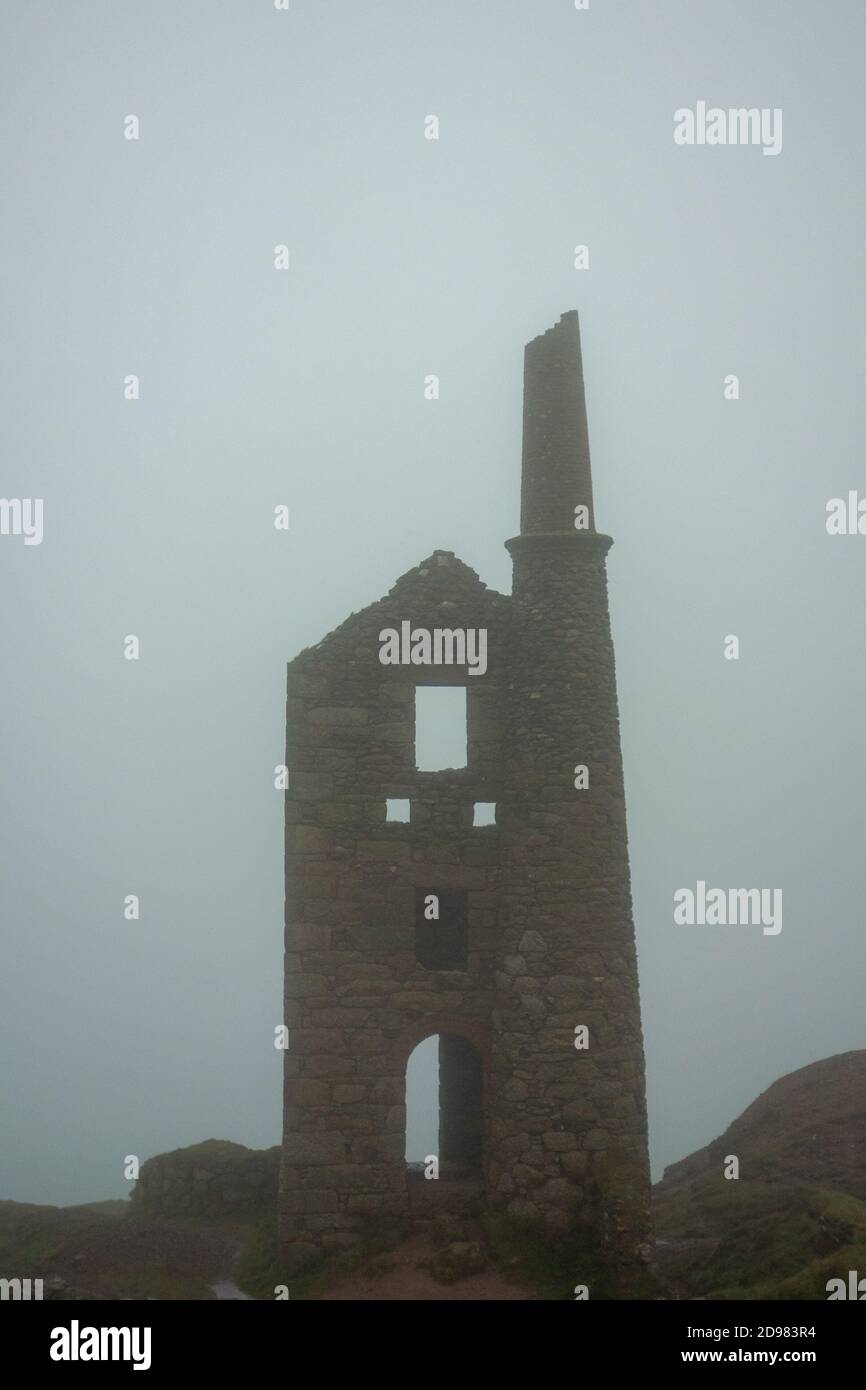 Botallack mine in the mist hi-res stock photography and images - Alamy
