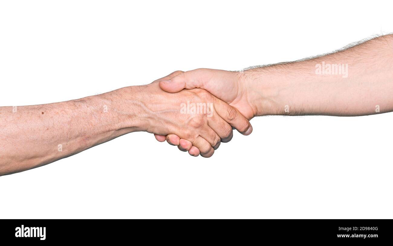 Shaking hands of two male people, isolated on white Stock Photo - Alamy