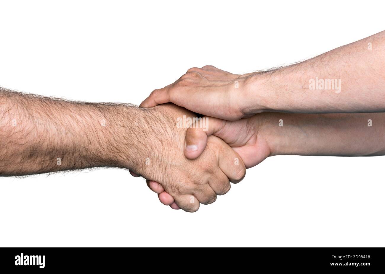 Handshaking. Shaking hands of two male people isolated on white Stock ...