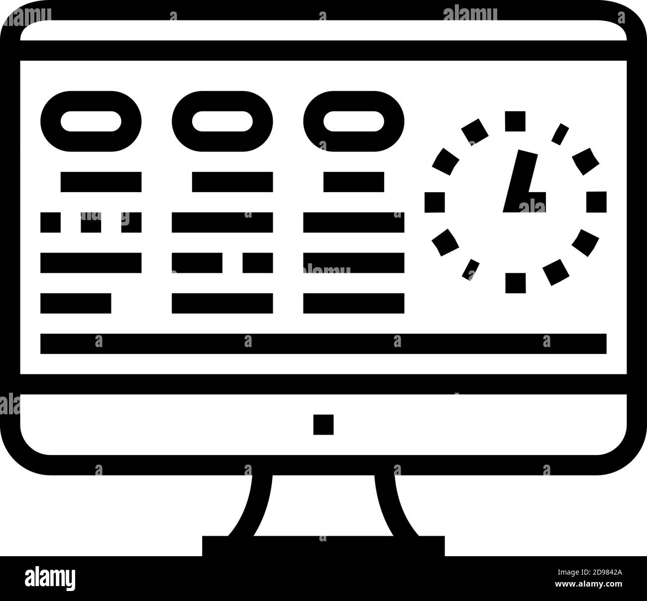 tasks on computer screen line icon vector illustration Stock Vector ...