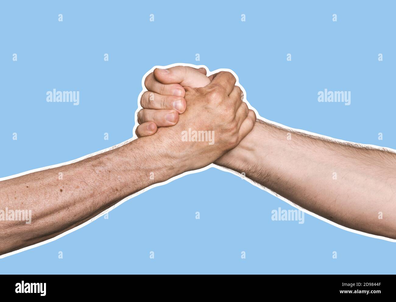 Handshaking. Man's handshake. Magazine style collage with copy space ...