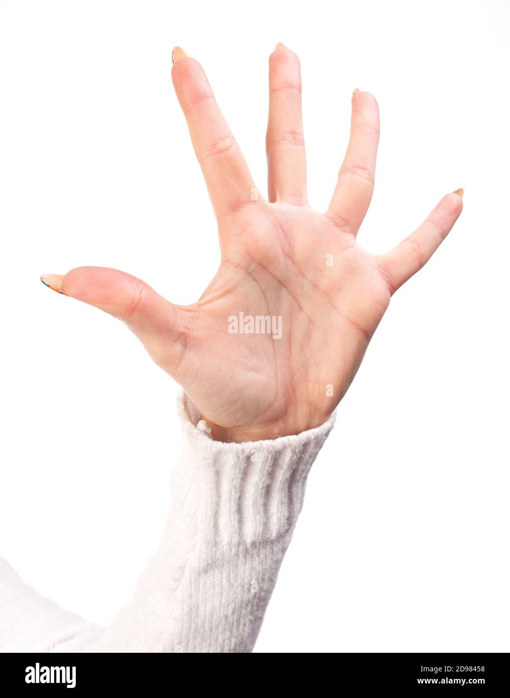 Open woman hand isolated on white background Stock Photo - Alamy