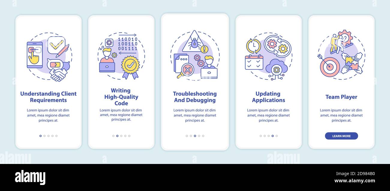 App developer skills onboarding mobile app page screen with concepts Stock Vector Image & Art ...