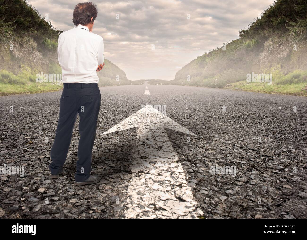 Man standing on freeway road hi-res stock photography and images - Alamy