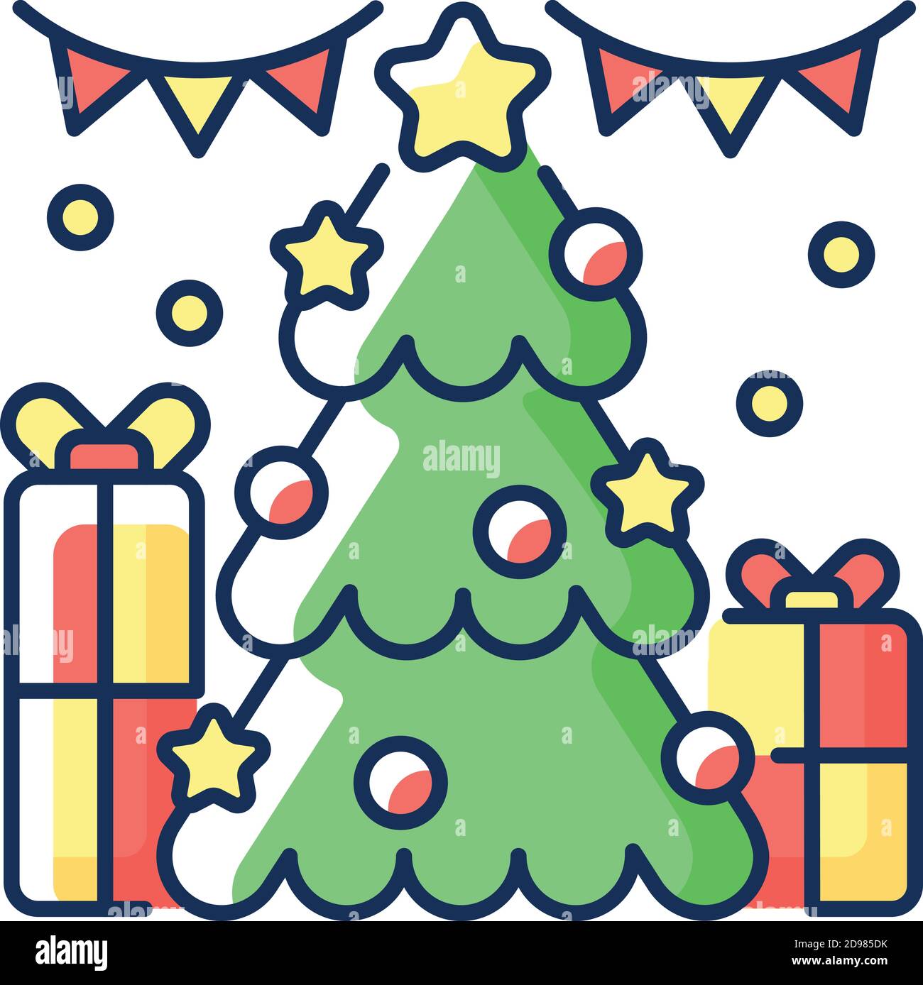 Christmas tree RGB color icon Stock Vector Image & Art - Alamy
