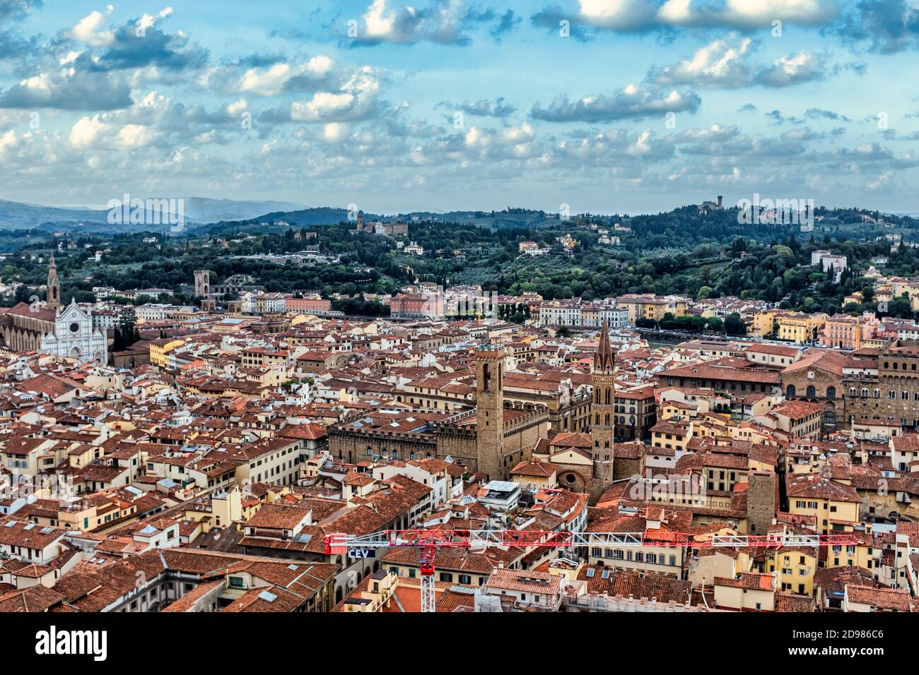 Florence cityscape panorama with rooftops and picturesque sky. Aerial ...