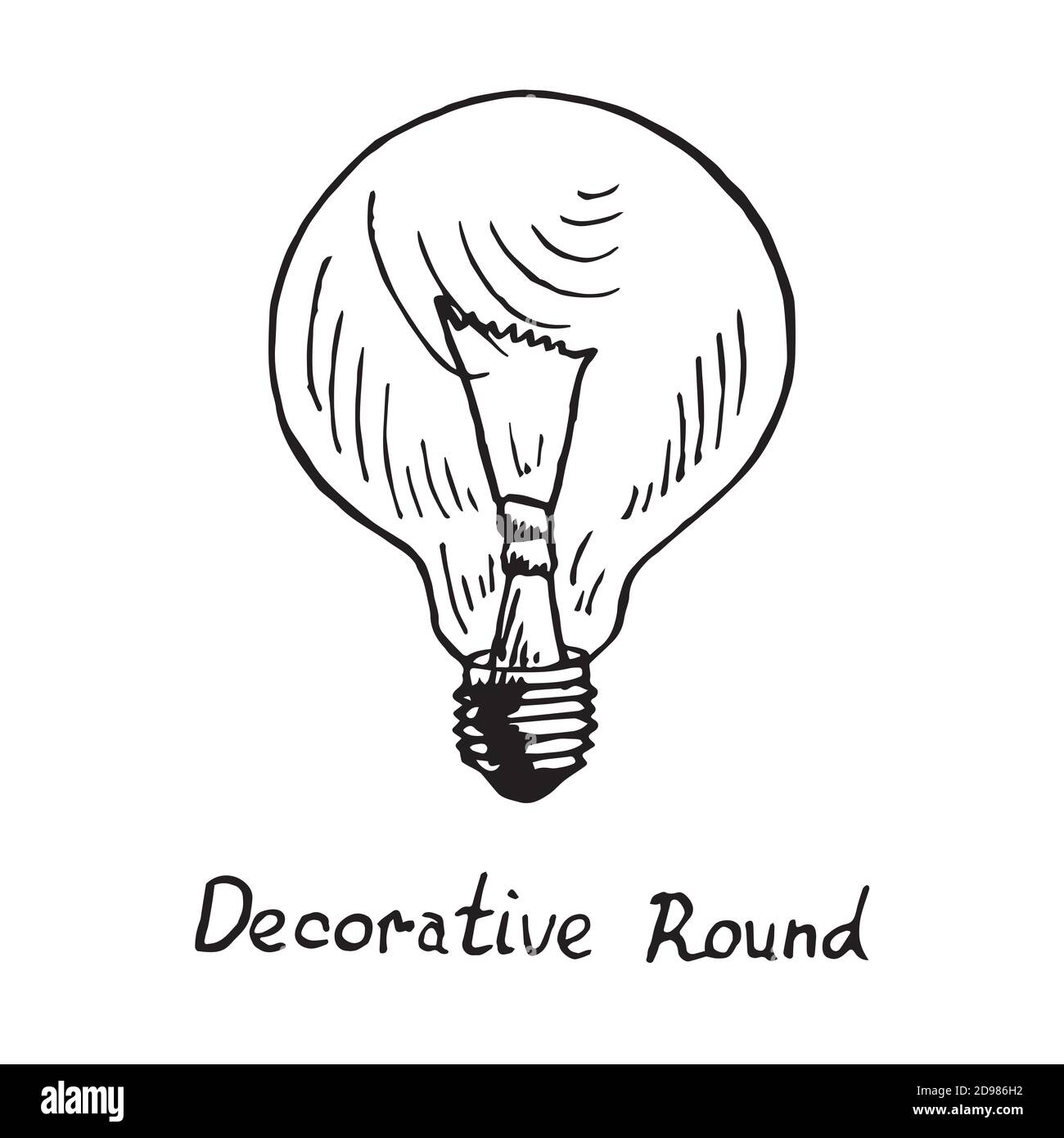 Decorative round lamp type, woodcut style design, hand drawn doodle ...