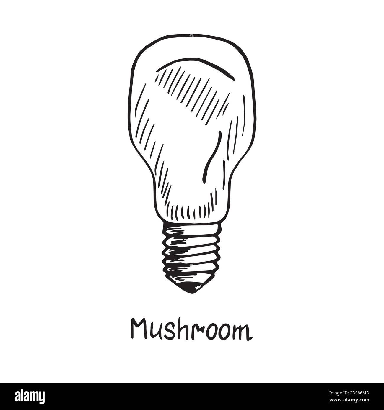 Mushroom lamp type, woodcut style design, hand drawn doodle, sketch ...