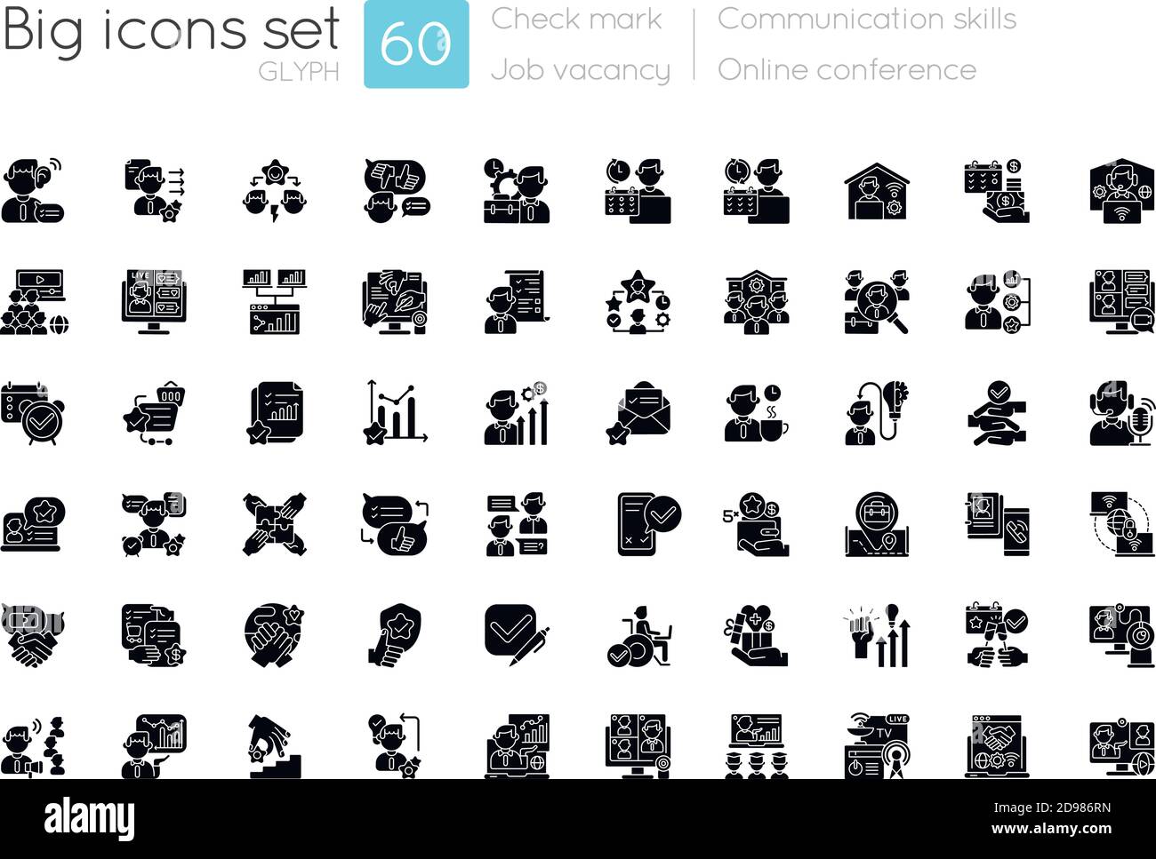 Communication skills black glyph icons set on white space Stock Vector ...