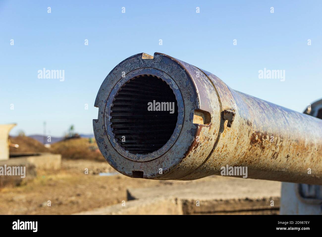 The muzzle of a Soviet B-13 gun Stock Photo - Alamy
