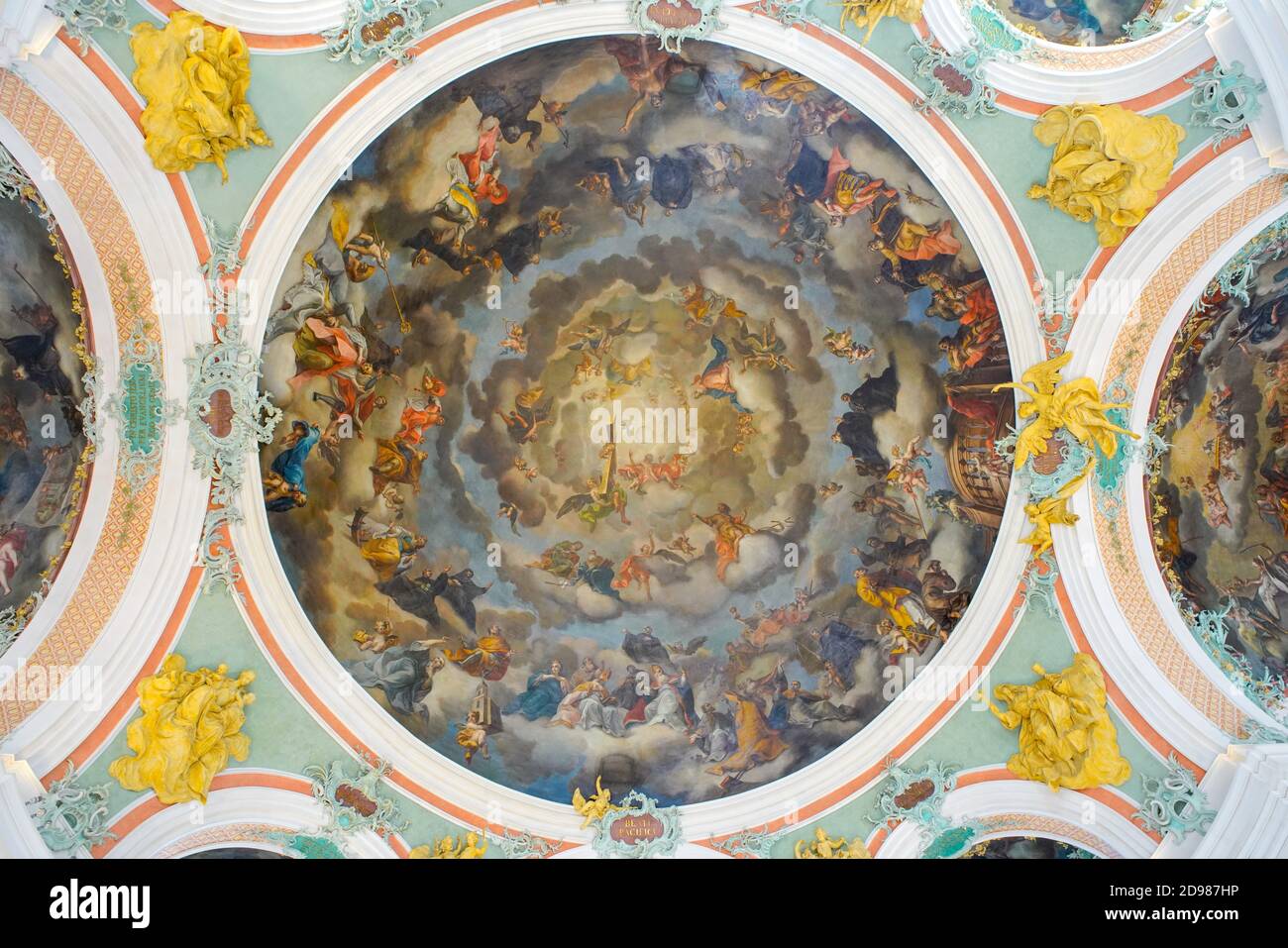 Painting depicting paradise with Holy Trinity in the centre surrounded ...