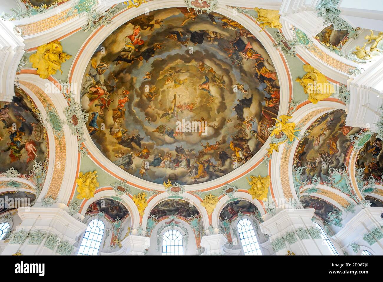 Painting depicting paradise with Holy Trinity in the centre surrounded ...