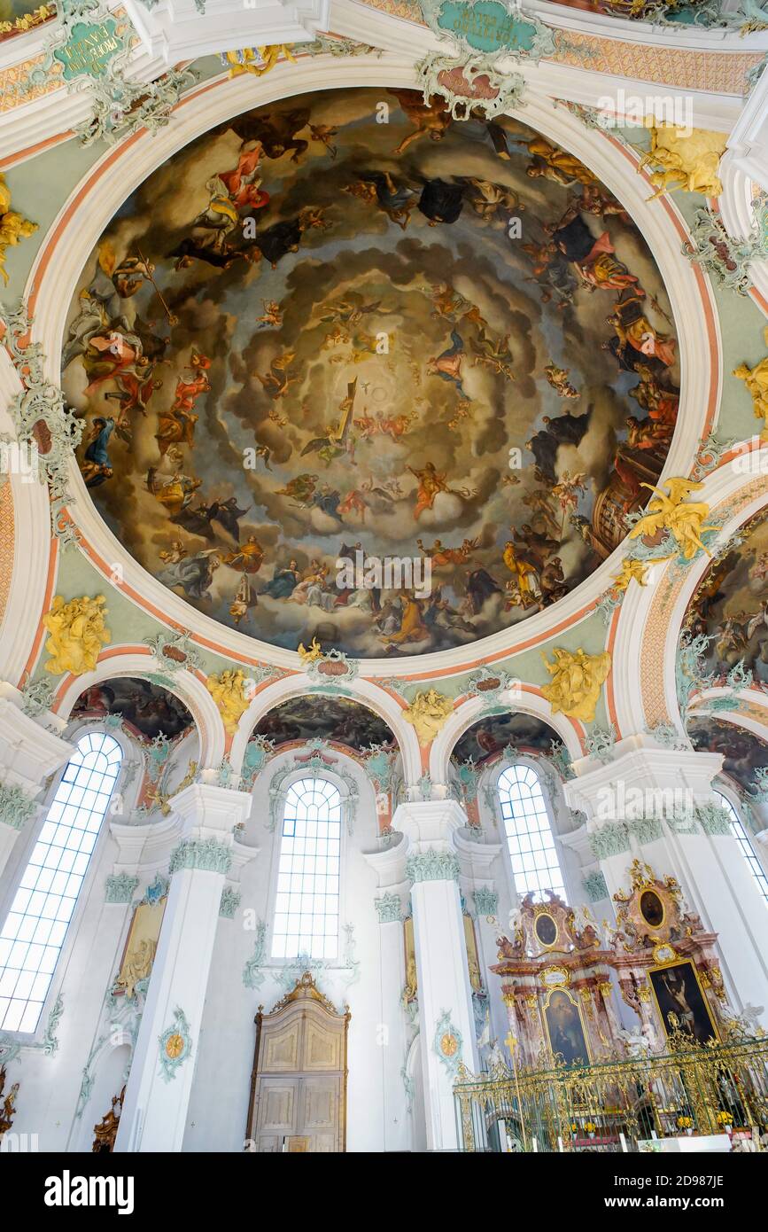 Painting depicting paradise with Holy Trinity in the centre surrounded ...