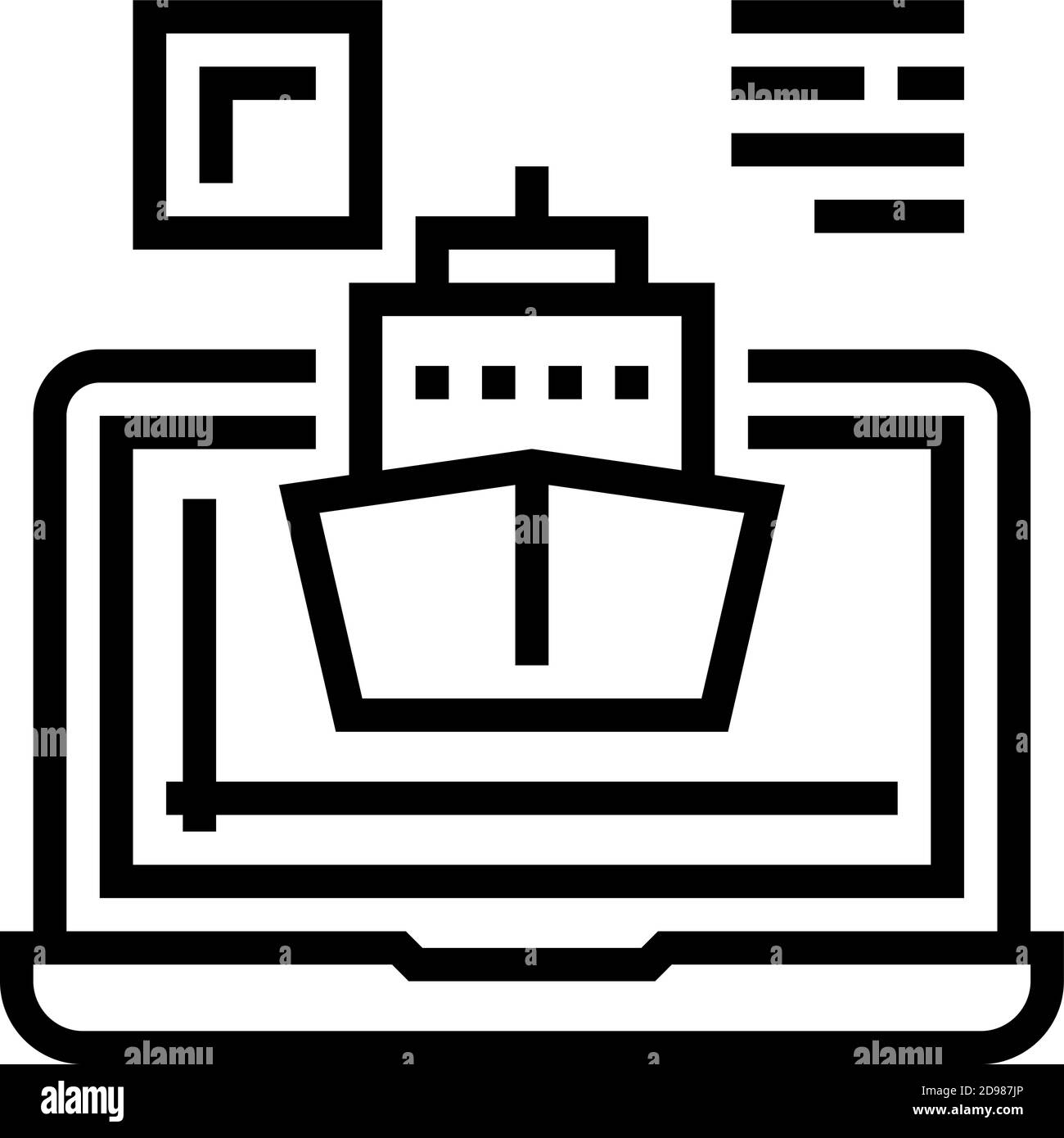 ship modeling computer program line icon vector illustration Stock ...