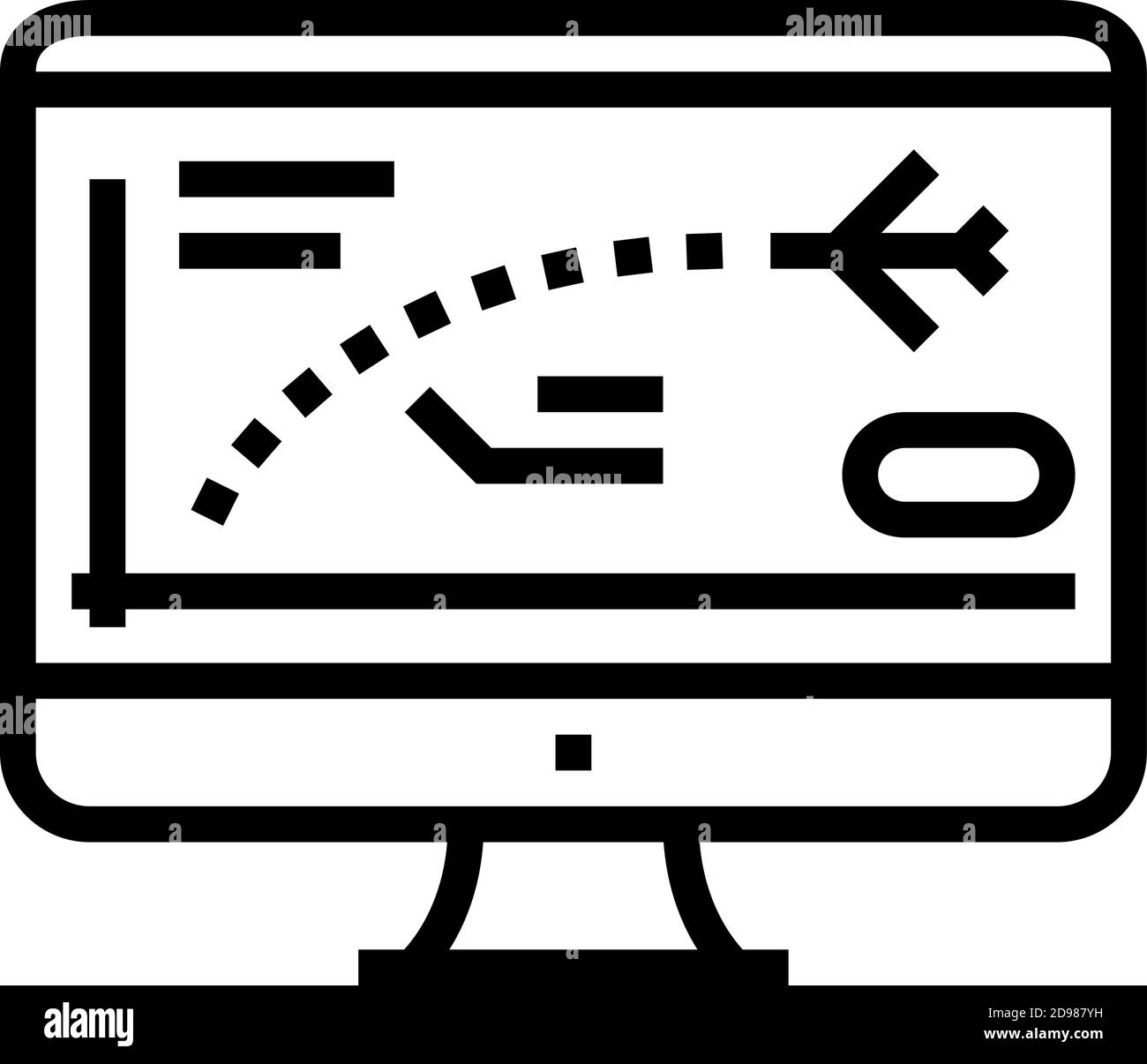 flight path computer simulator line icon vector illustration Stock ...