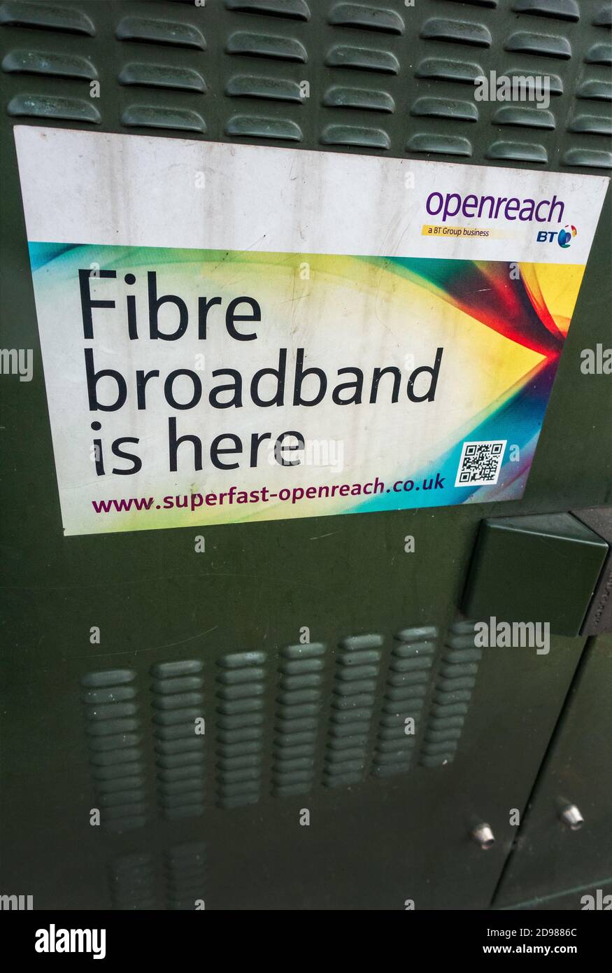 Openreach Fibre Broadband is here sign Stock Photo - Alamy