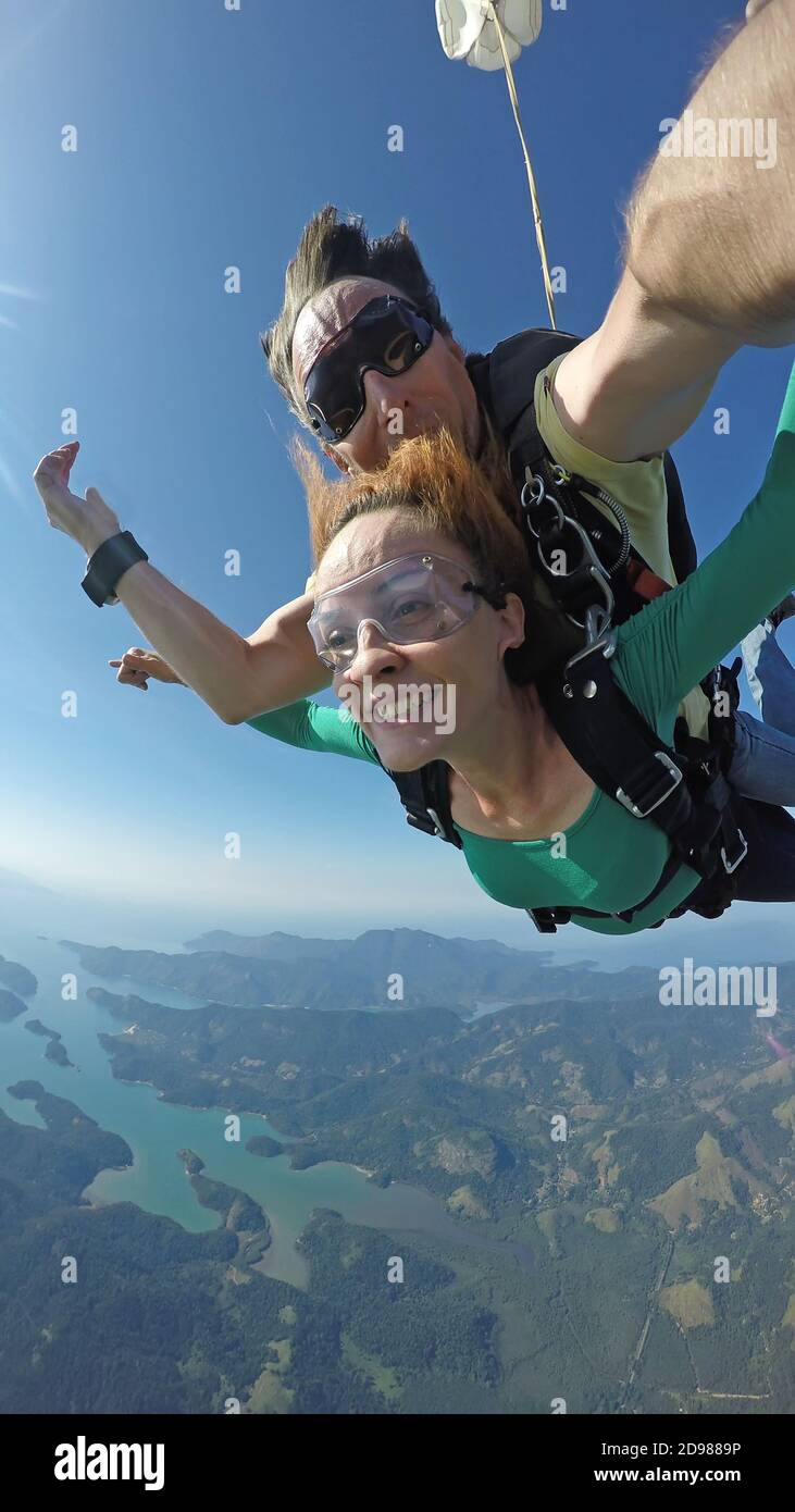 Sky diving tandem self portrait Stock Photo - Alamy