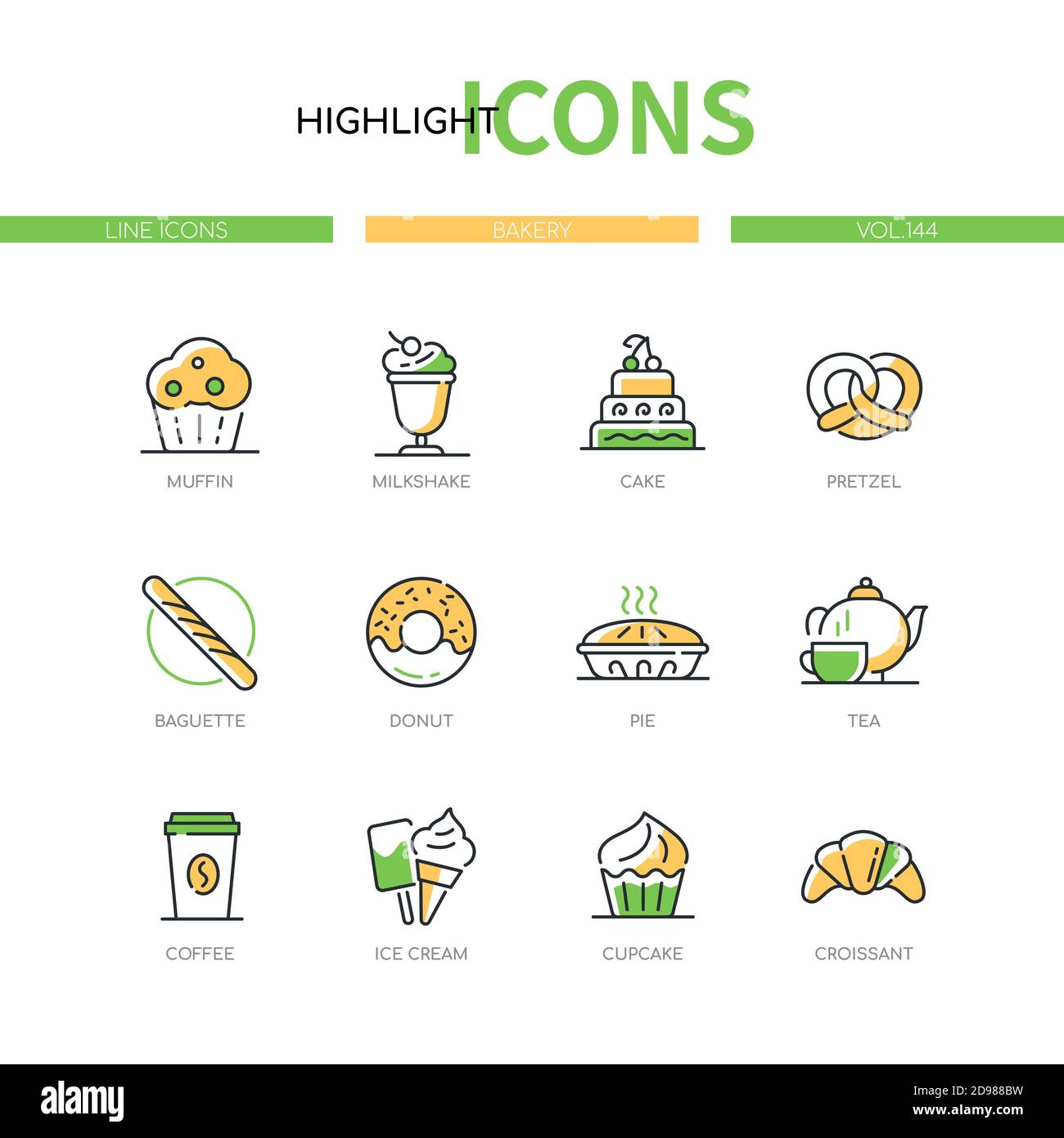 Set bakery shop element Cut Out Stock Images & Pictures - Alamy