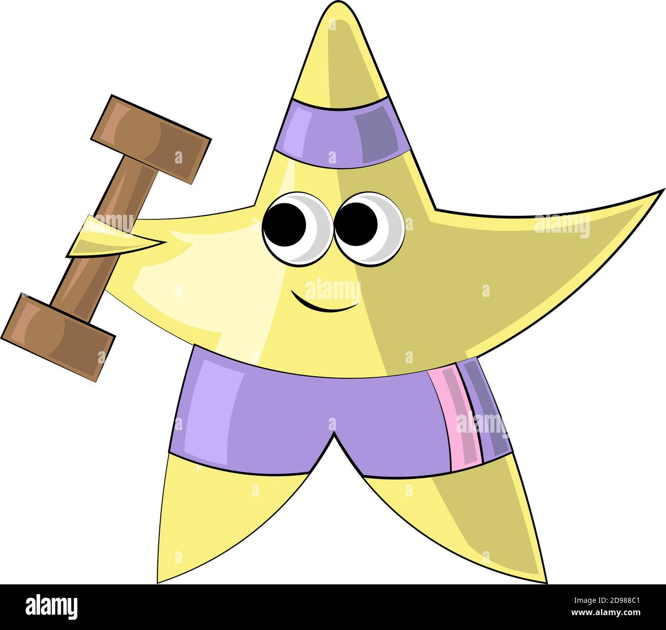 Cartoon cute star does exercises with a dumbbell Stock Vector Image ...