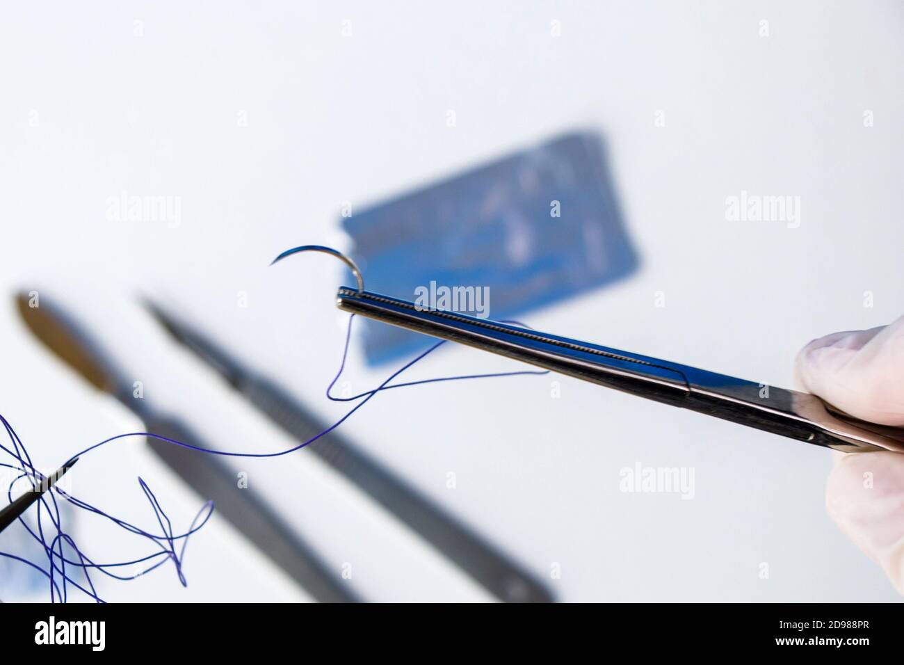 Surgery operation equipment, scalpel, knife, suture and needle on the ...