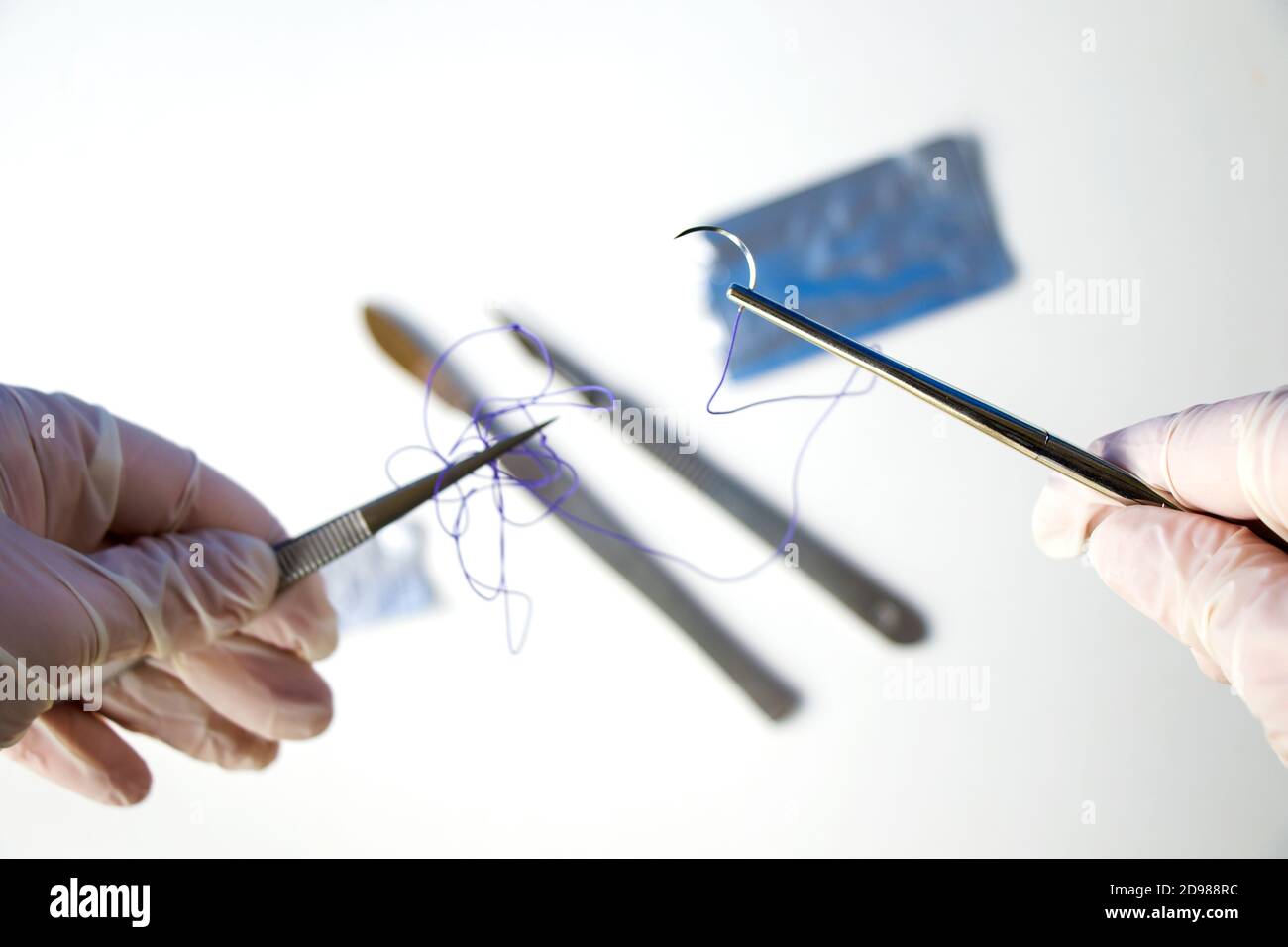Surgery operation equipment, scalpel, knife, suture and needle on the ...