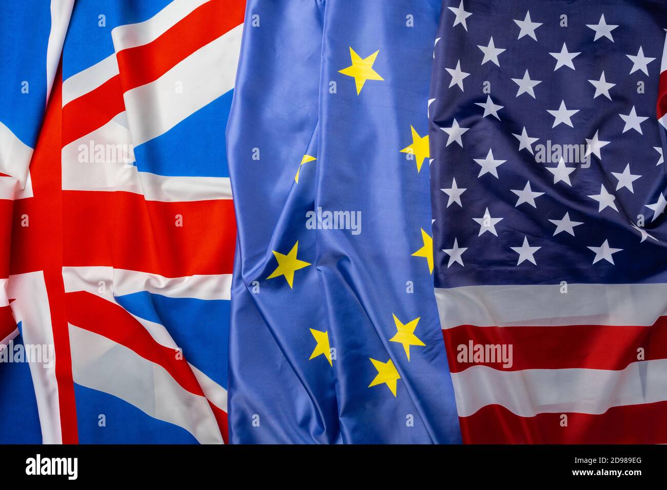 Flags of United Kingdom and European Union folded together Stock Photo ...